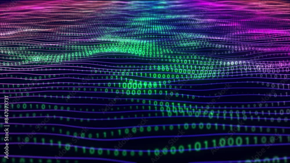 Futuristic Digital Number Wave Animation. Binary Code Wave Background ... Futuristic Digital Number Wave Animation. Binary Code Wave Background ...