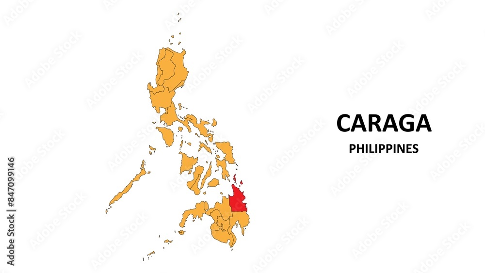 Caraga Map in Philippines. Vector Map of Philippines. Regions map of ...