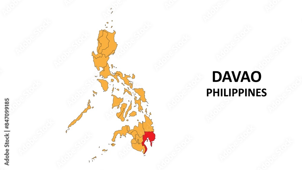 Davao Map in Philippines. Vector Map of Philippines. Regions map of ...