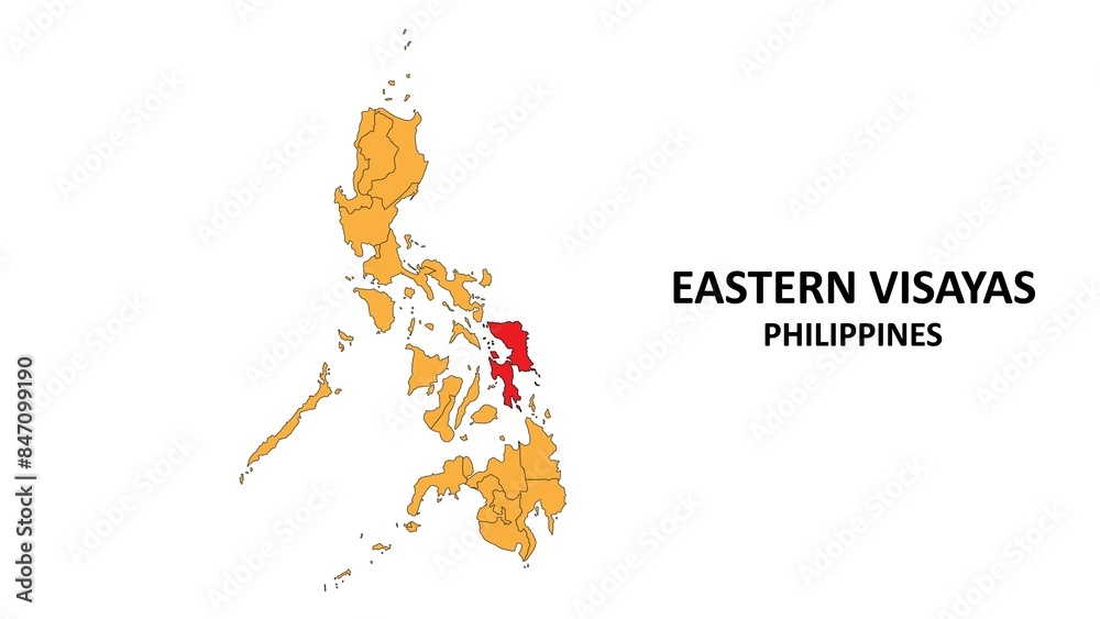 Eastern Visayas Map in Philippines. Vector Map of Philippines. Regions map of Philippines. Stock ...