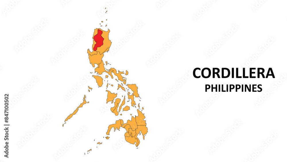 Cordillera Map in Philippines. Vector Map of Philippines. Regions map ...