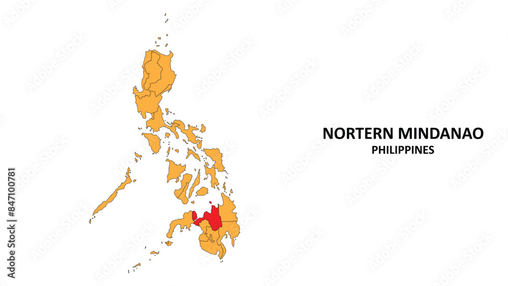 Nortern Mindanao Map in Philippines. Vector Map of Philippines. Regions ...