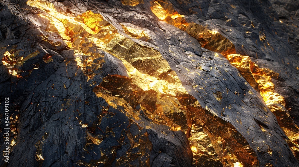 Image of a gold-rich rock formation in a mining area, highlighting ...