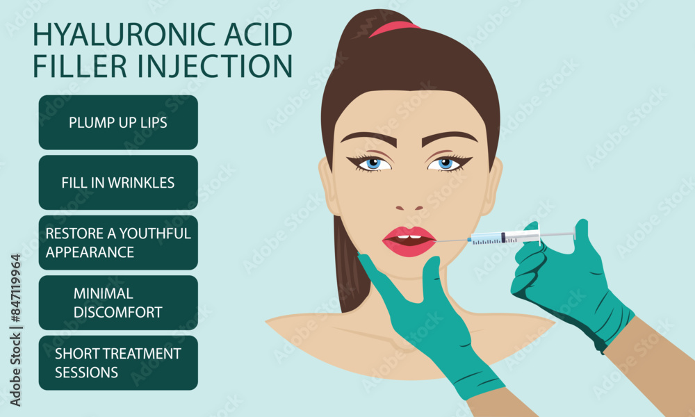 Hyaluronic Acid filler injections - Infographics. vector illustration ...