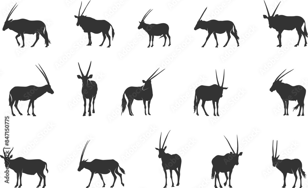 Oryx silhouettes, Oryx svg, Horned animal silhouettes, Horned oryx svg ...