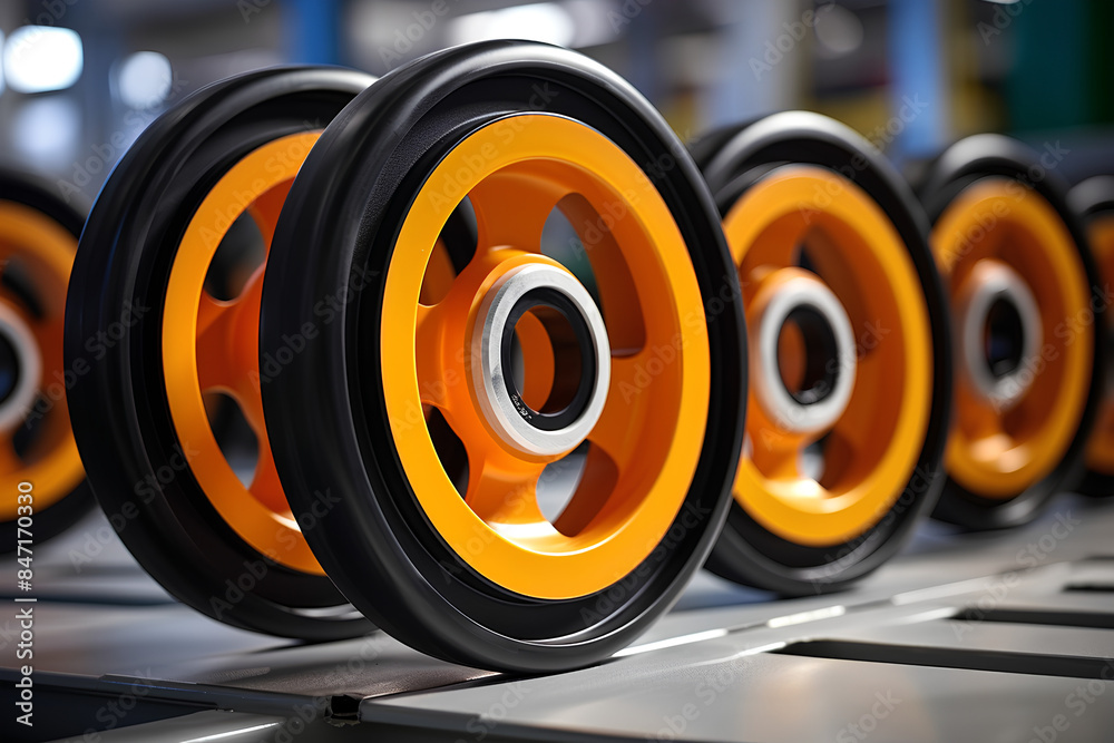 Poly urethane wheel for heavy load cart. Industrial transport equipment ...