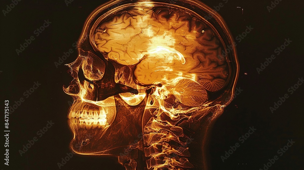 Gunshot wound with traumatic brain injury shown as metallic foreign ...