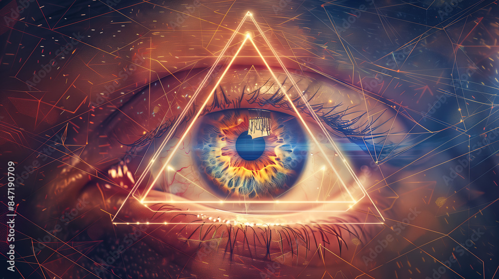 Human Eye With A Triangle Glowing All-Seeing Eye of God Eye of ...