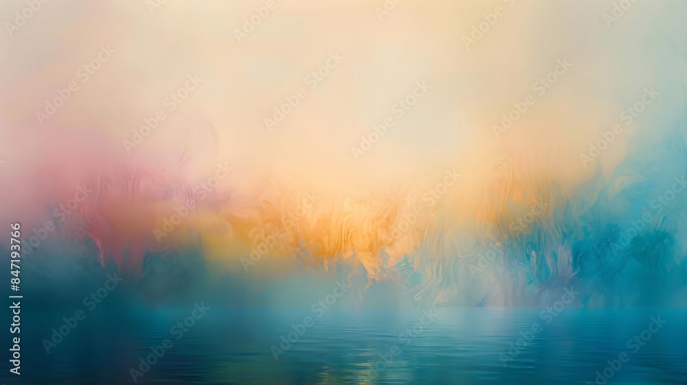 An ethereal landscape of floating, fading mists in soft tones creating ...