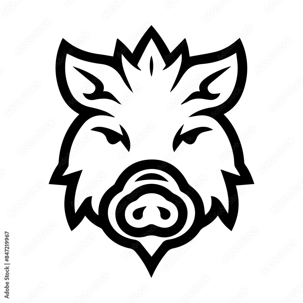 Boar logo or modern line icon. Vector line art and icon design with ...