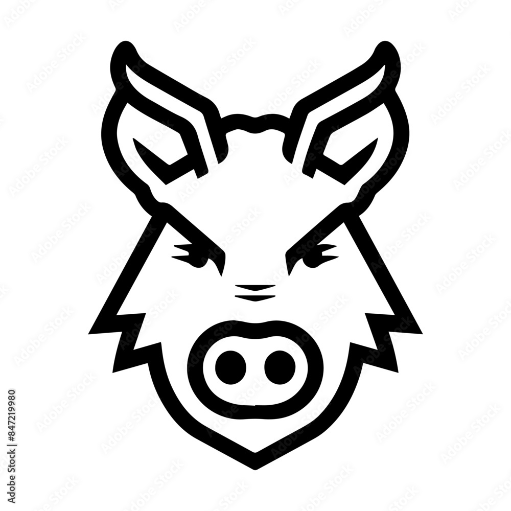 Boar logo or modern line icon. Vector line art and icon design with ...