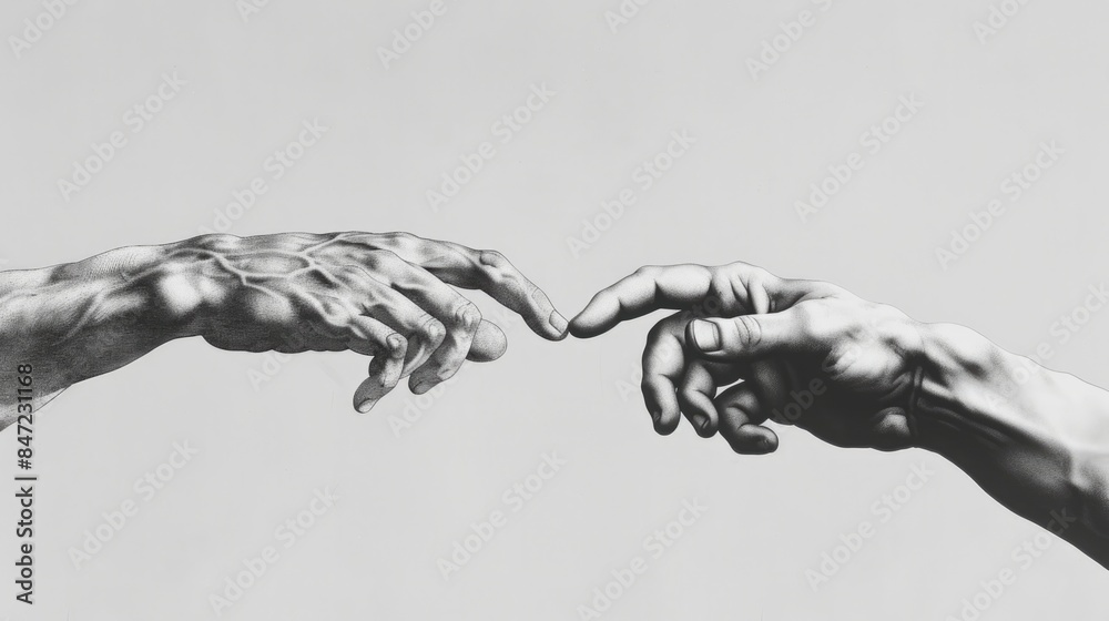 Reaching Out in Faith, The Divine Touch. Two hands reaching for each ...