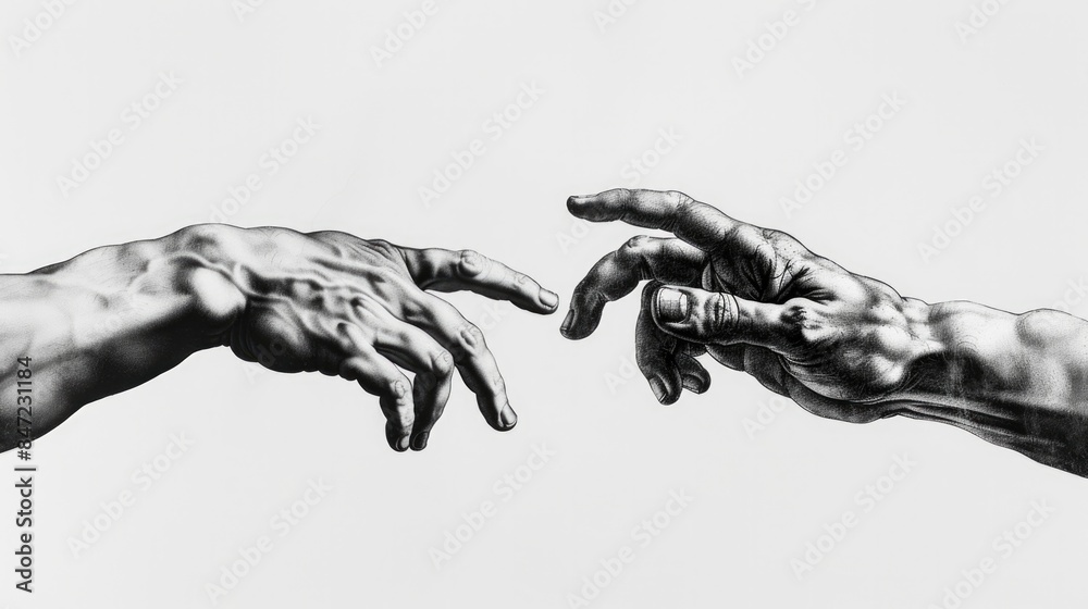 Reaching Out in Faith, The Divine Touch. Human hands reaching for each ...