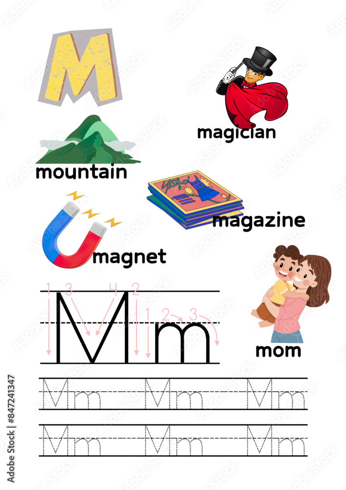 Educational illustration for kids showing various objects starting with ...