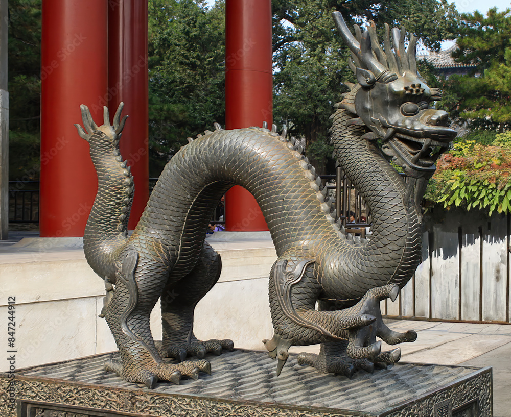 The Dragon Statue in the Summer Palace is an iconic sculpture located ...
