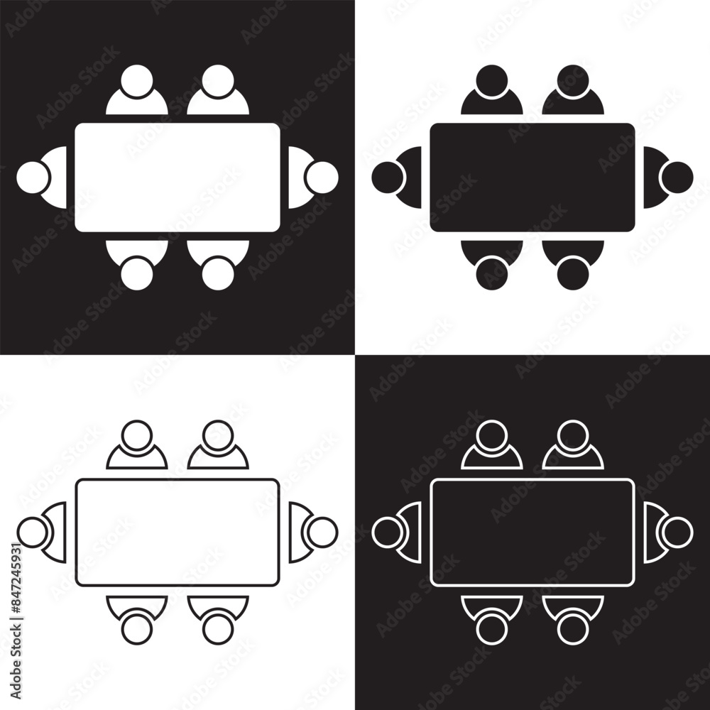 Table Seating Arrangement Icons for an Event - Clipart Outline ...