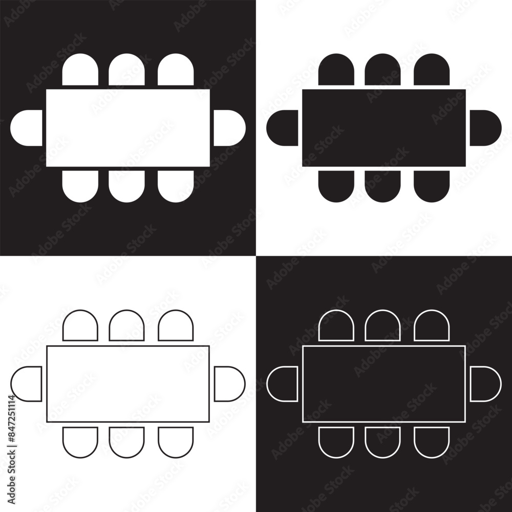 Table Seating Arrangement Icons for an Event - Clipart Outline ...