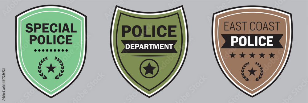 Police badges. Officer government badge, special police security ...