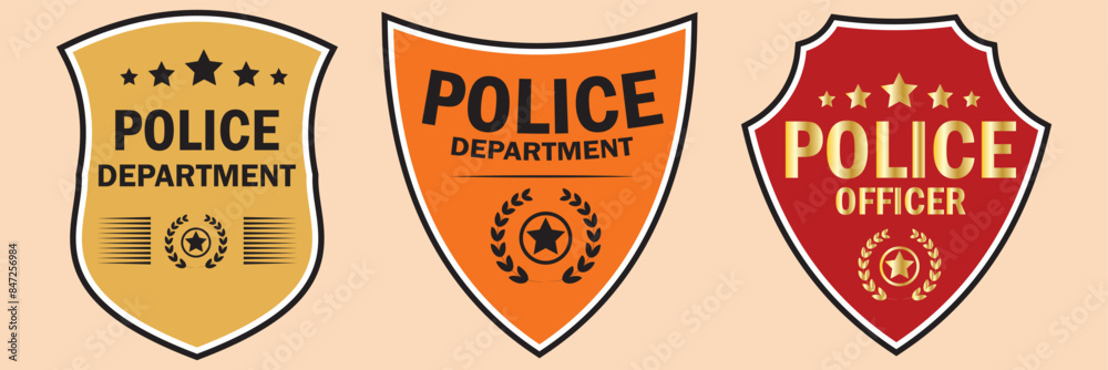 Police badges. Officer government badge, special police security ...