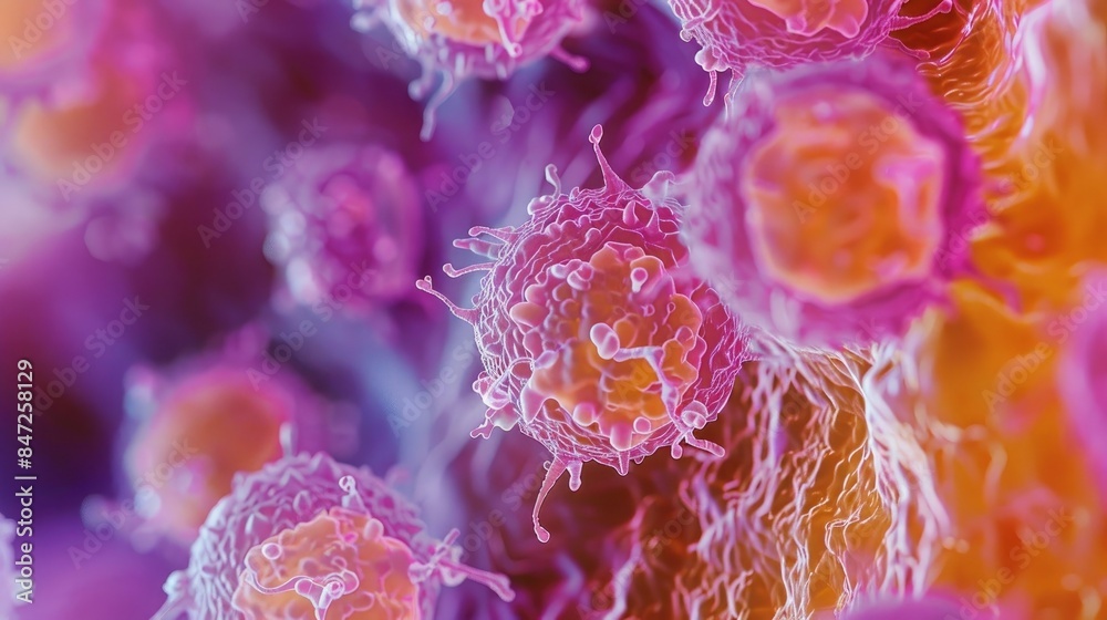 Macro photograph of bladder cancer cells under a microscope Stock ...