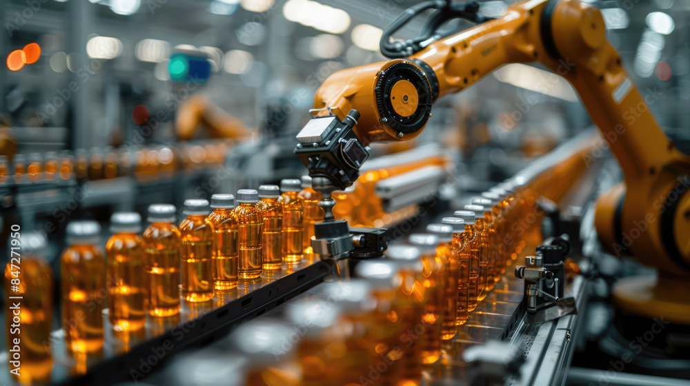 Robitic arms assembling and moving around small shiny objects for ...