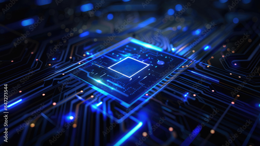 Glowing blue lines on a virtual ID card with verified symbol, sleek ...