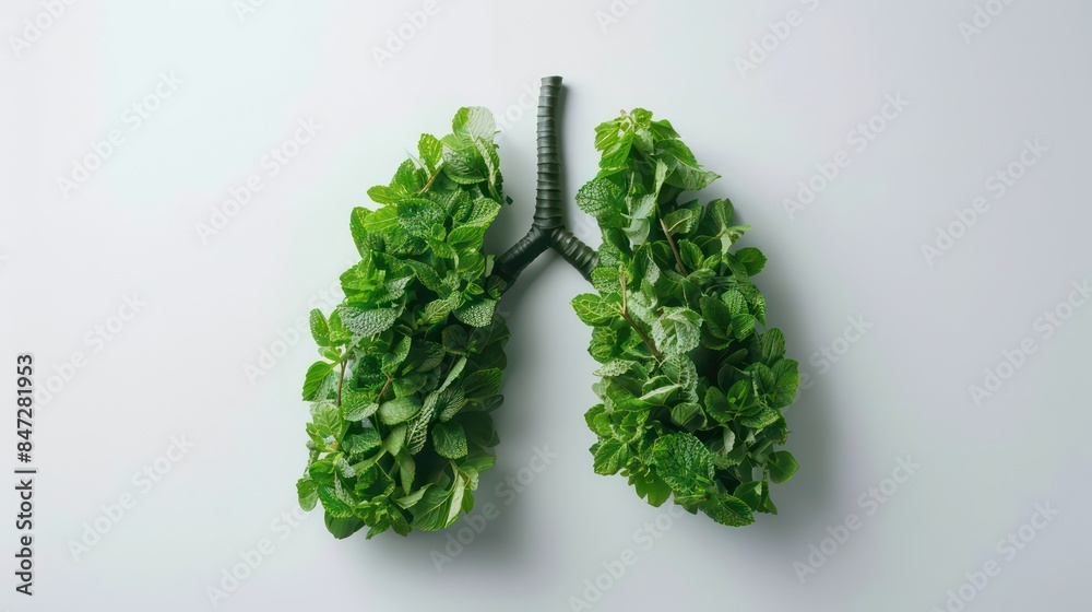 Abstract silhouette of lungs on a white background . Trees are the ...