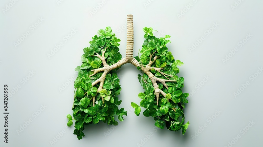 Abstract silhouette of lungs on a white background . Trees are the ...