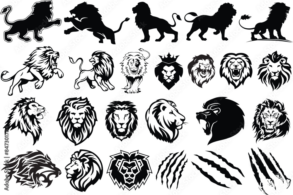 Lion SVG Bundle, Lion Svg, Lion head svg, Lion Silhouettes, Lion png ...