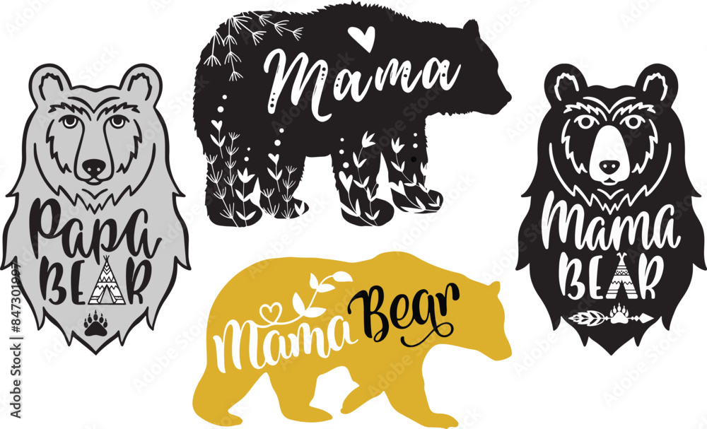 Mama Bear Svg| Papa Bear Svg| Baby Bear Svg| Black Bear Svg| Family ...