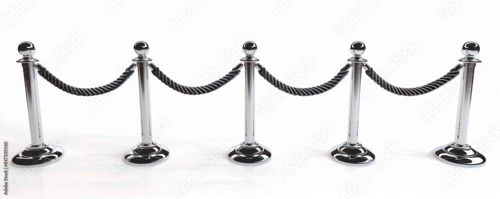 Elegant stanchions with red velvet ropes, symbolizing exclusivity and ...