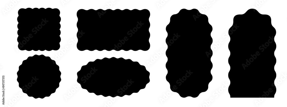 Set of square, circle and rectangle, arch and oval shapes with scallop ...