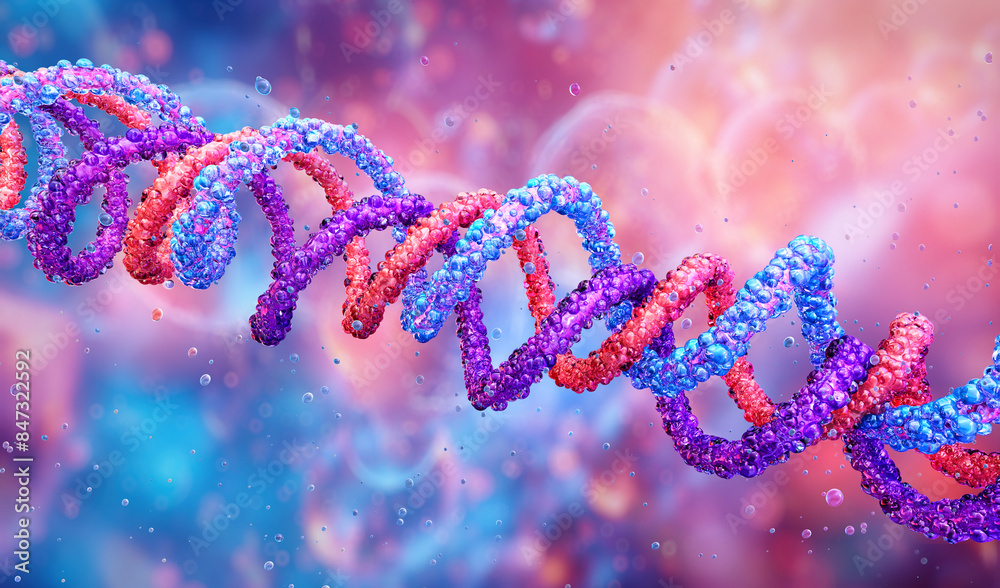 Triple-helical structure of collagen molecule, key skin protein. Amino ...
