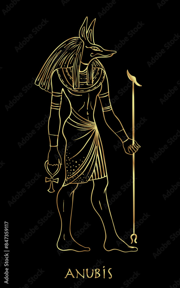 Portrait of Anubis. in Ancient Egyptian, god of death, mummification ...