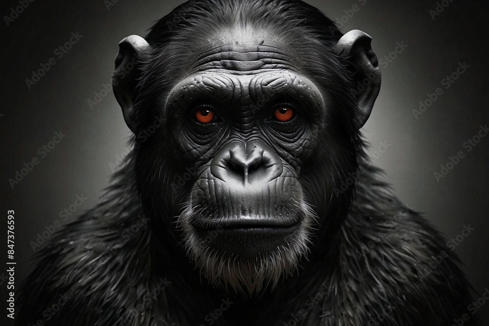 Symmetrical Chimpanzee Tattoo Design with Subtle Tribal Patterns ...