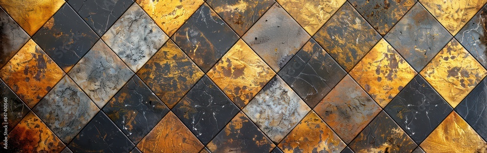 Golden Vintage Diamond Pattern on Marbled Stone Wall Texture - Seamless ...