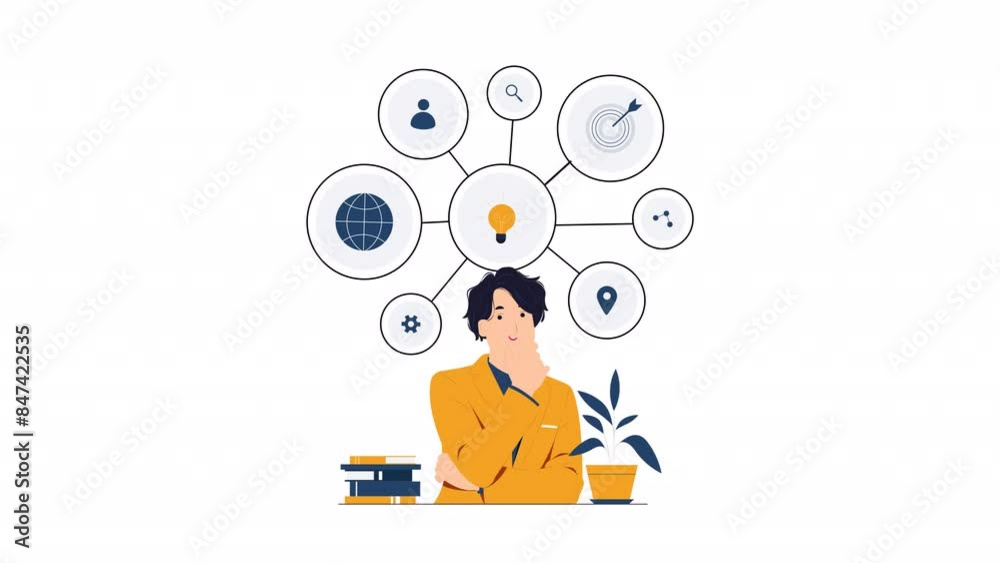 2D Character Mind Mapping Animation 4K On Alpha Stock 비디오 | Adobe Stock