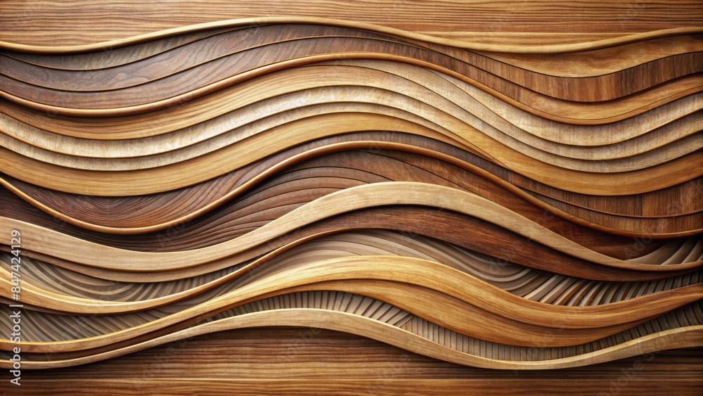 Stylish harmonic background featuring abstract wave design on wood ...