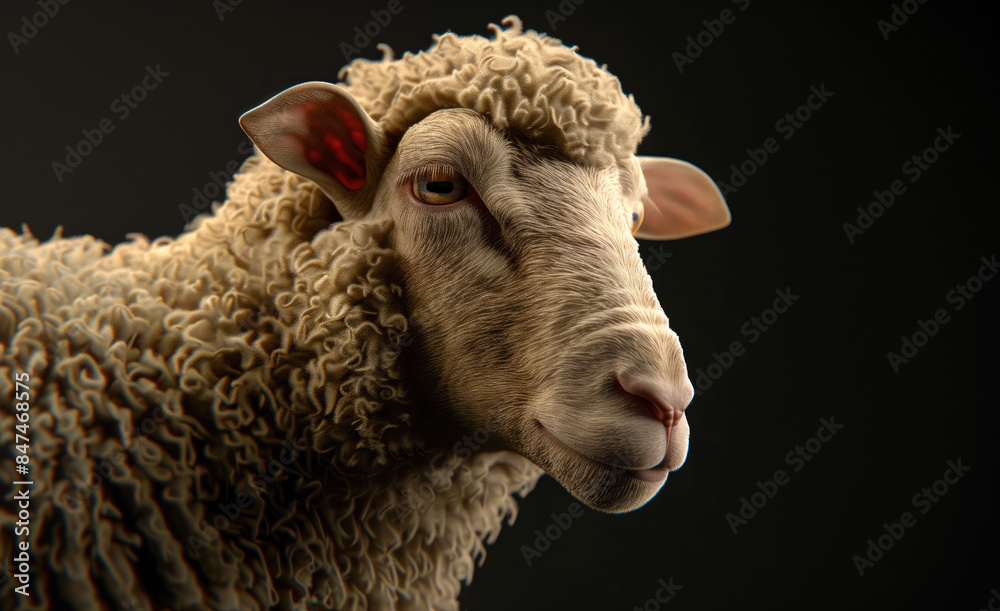 Sheep side view isolated on black background Stock Photo | Adobe Stock