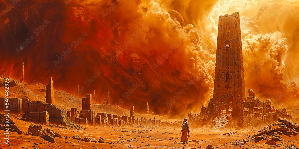 Obelisk tower ruins on Mars, ancient aliens, science fiction, sci fi ...