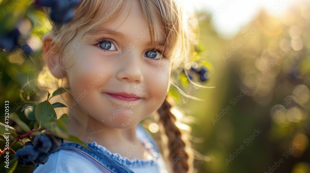 The little girls nose, face, hair, smile, eyes, and ears light up as ...