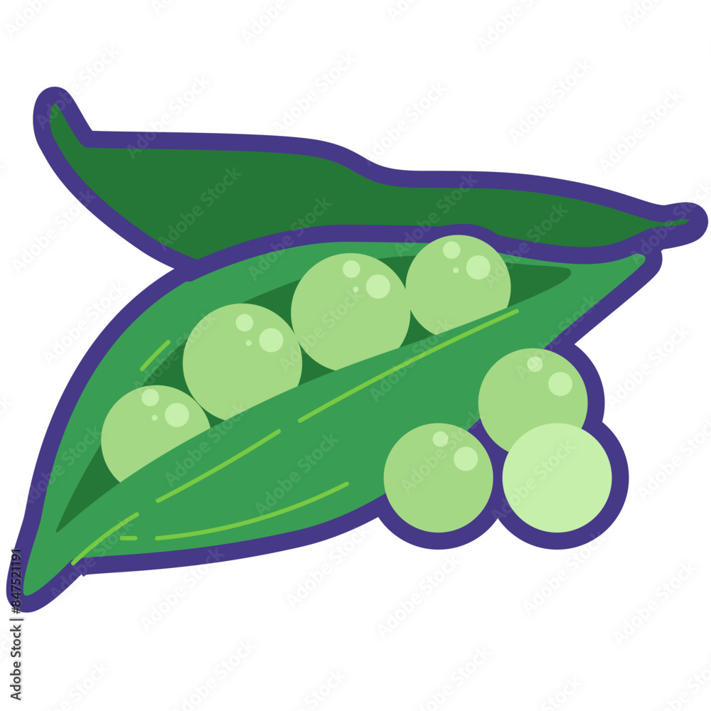 Green peas vegetable cartoon icon vector illustration, cute green pea ...