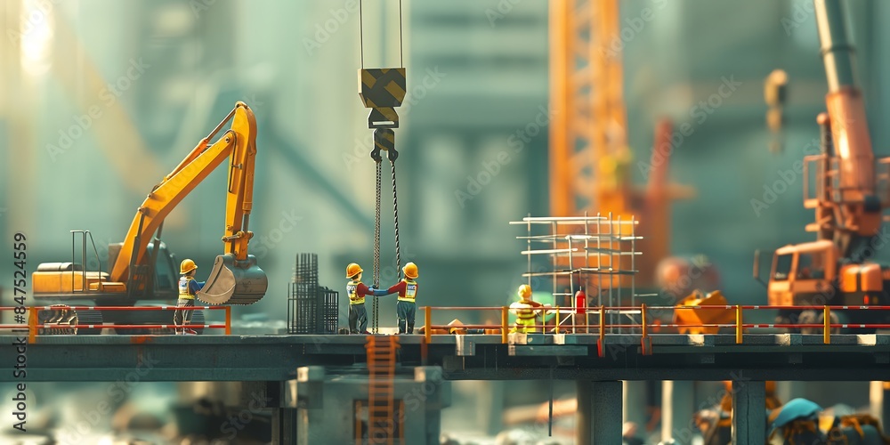 Construction Workers Installing Electrical Wiring Industrious blurred ...