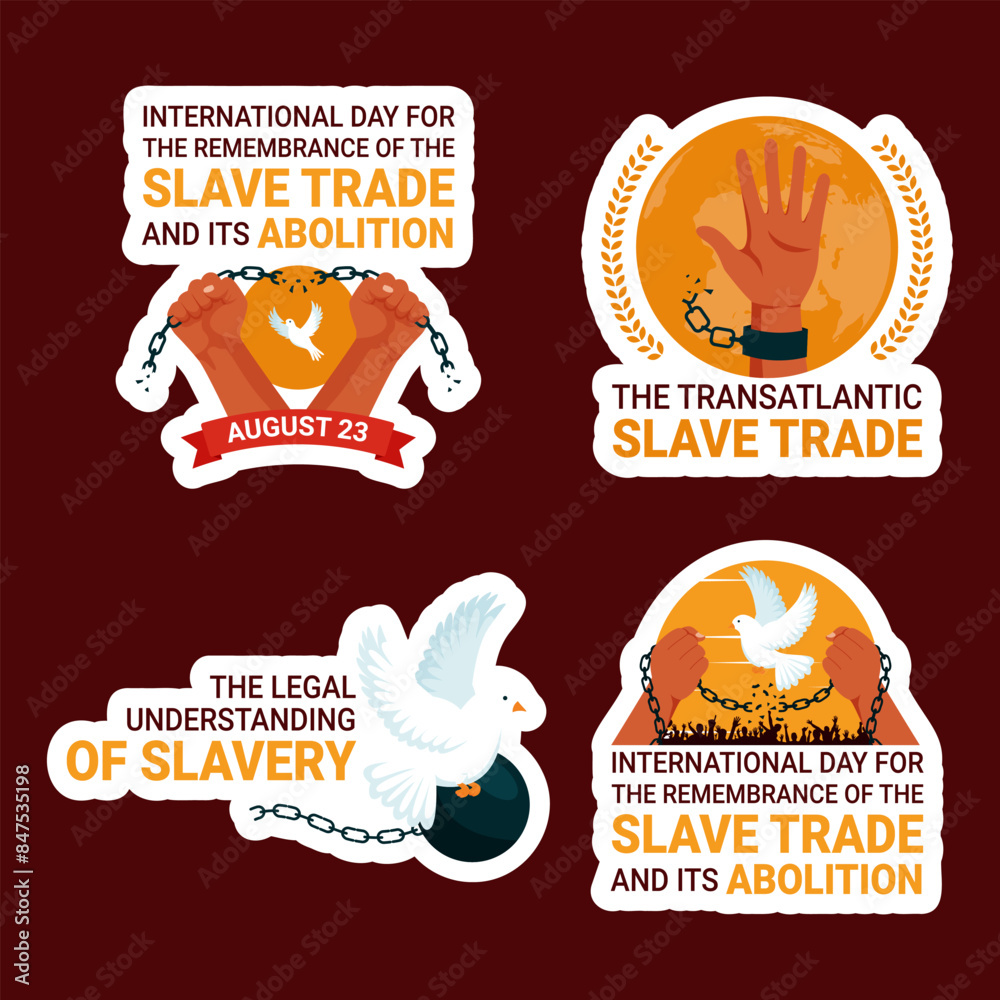 Slave Trade and Abolition Day Label Flat Cartoon Hand Drawn Templates ...