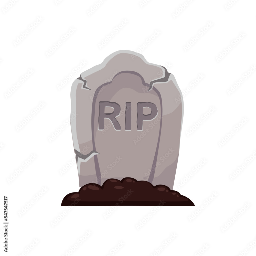 Cartoon Halloween tomb emoji with rip inscription. Isolated vector ...