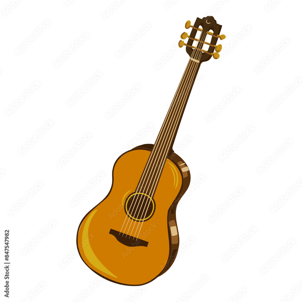 guitar, vector drawing musical instrument isolated at white background ...