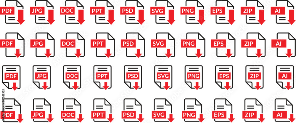 file download symbols set, document text, web format information ... file download symbols set, document text, web format information ...
