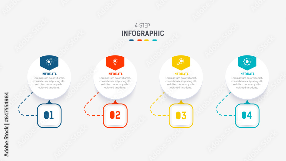 Three Step Infographic label design Vector template with line icons ...