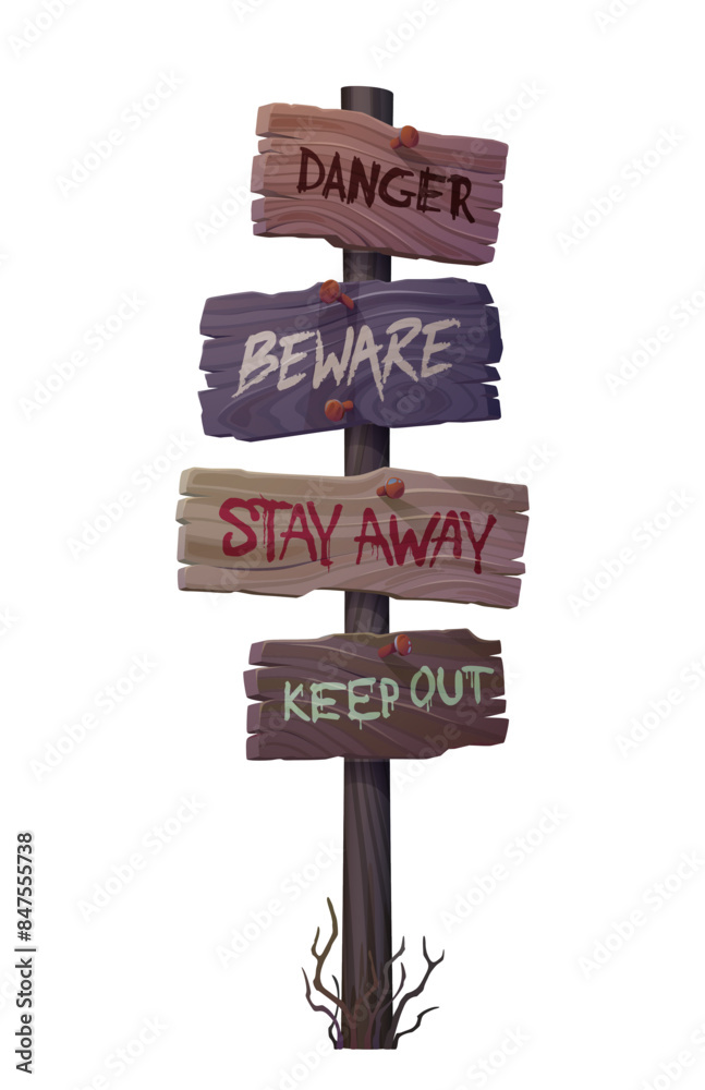 Halloween wooden sign board. Isolated cartoon vector spooky wood ...