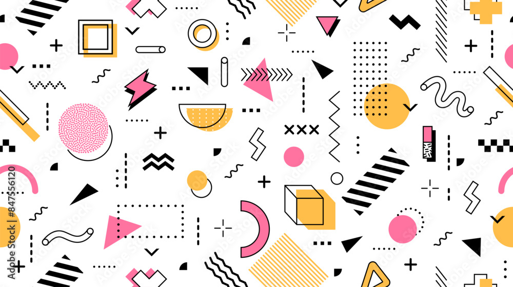 Abstract hipster memphis seamless pattern background with geometric ...